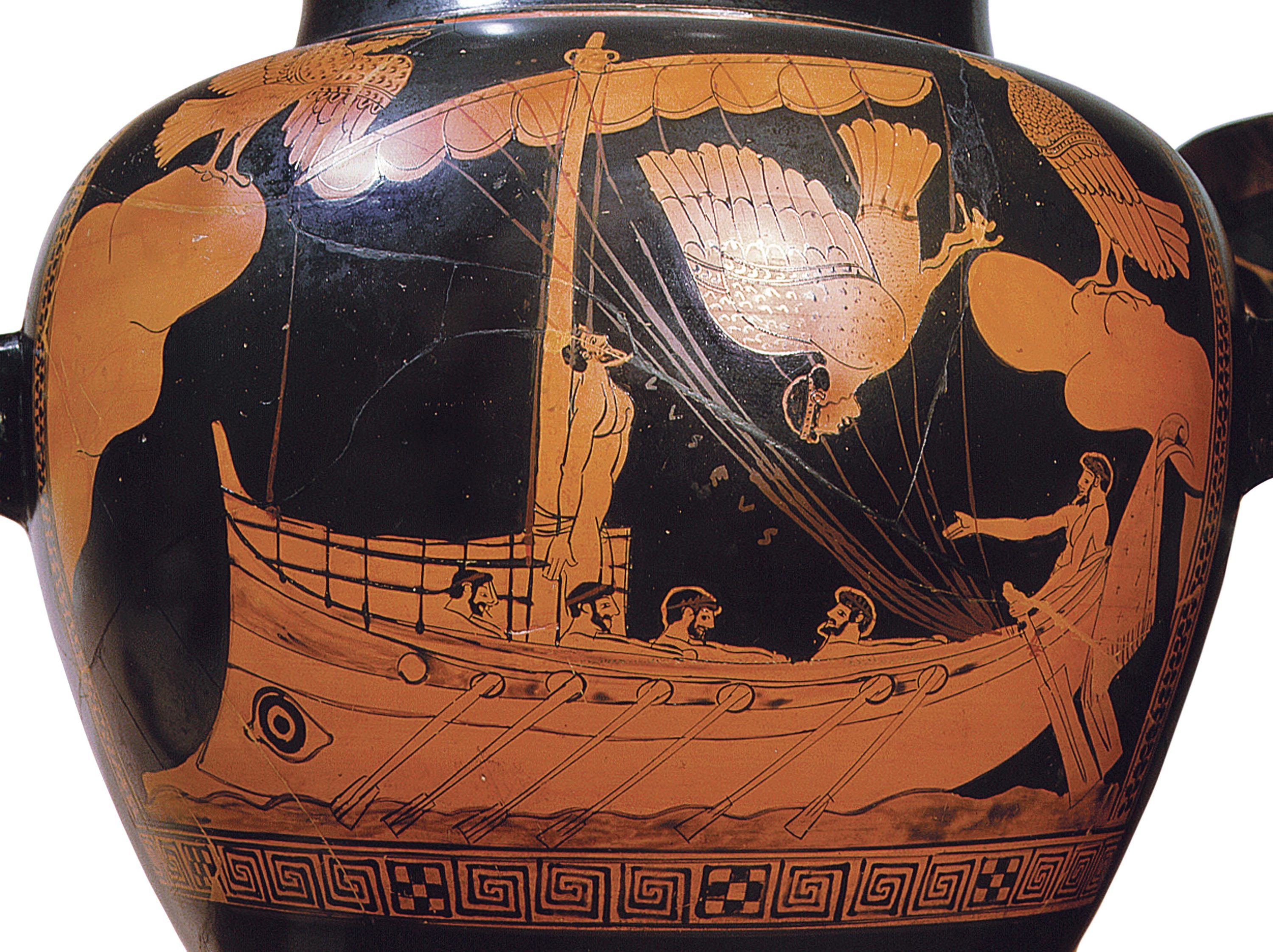 Stamnos (vase dans lequel était conservé le vin) à figures rouges