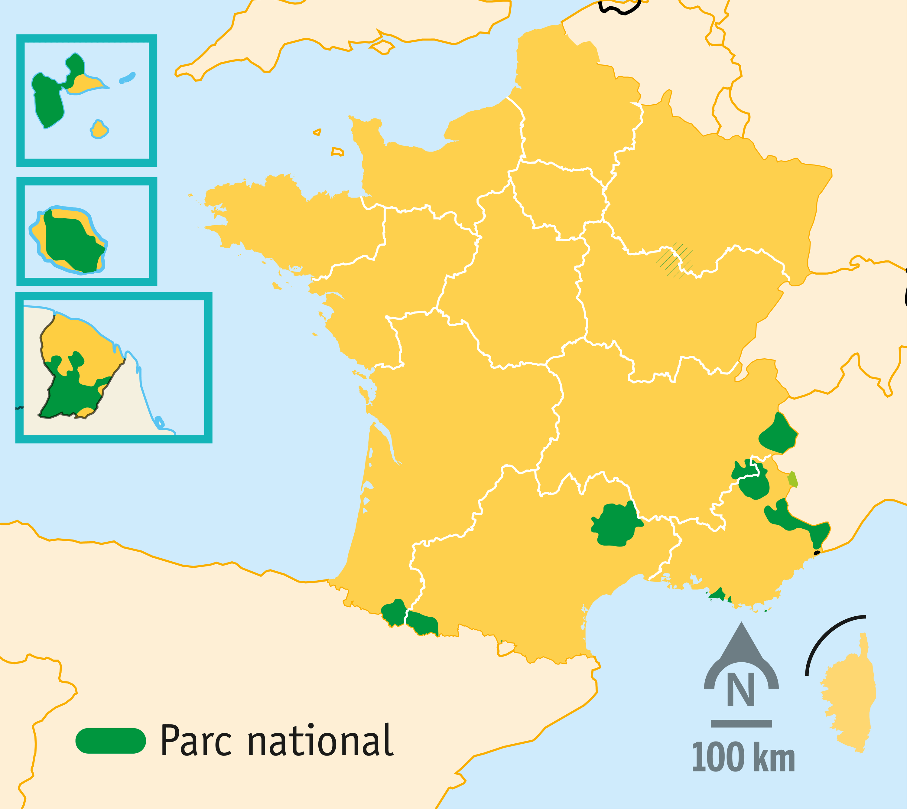 Carte des parcs nationaux