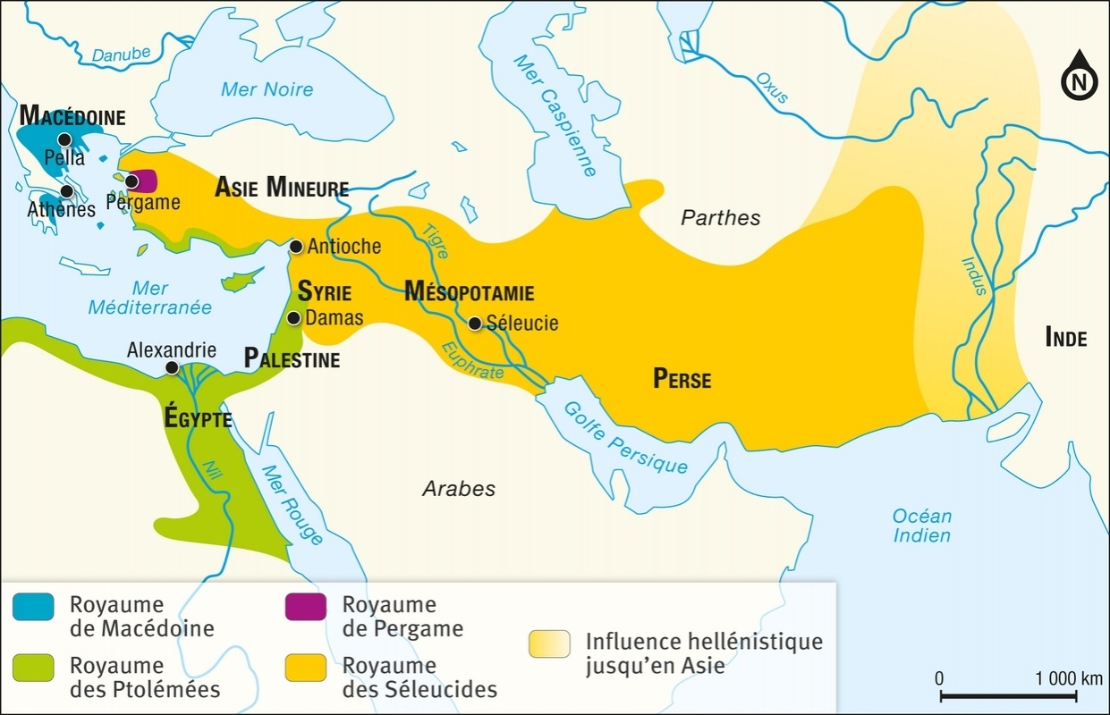 Les royaumes hellénistiques vers 270 avant J.-C.