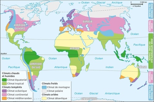 Les grands domaines climatiques dans le monde